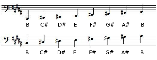 B Major scale - Music theory