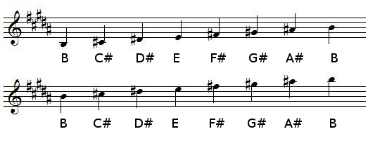 B Major scale - Music theory