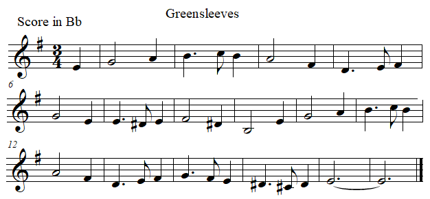 Transpose C to Bb - Music theory