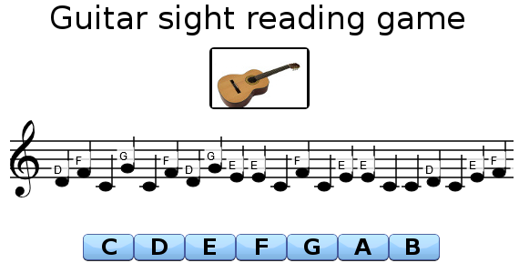 Guitar sight-reading game - Music theory