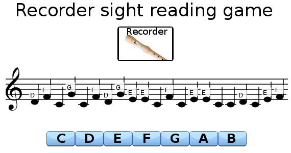 Recorder sight-reading game - Music theory